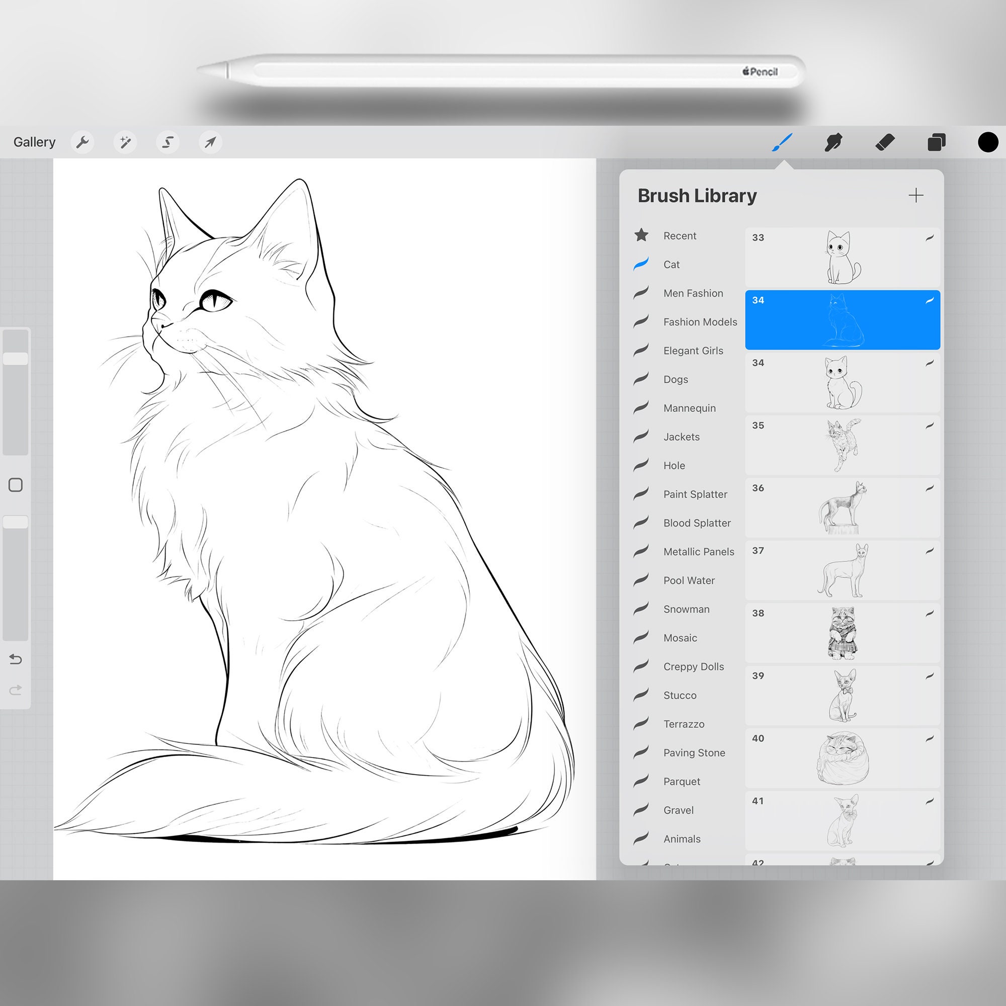 100 Procreate Cats Stamp Brushes | Procreate Animals Stamp Brushes ...