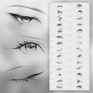 100 Procreate Eyes Stamp Brushes | Procreate Realistic Anime Eyes ...