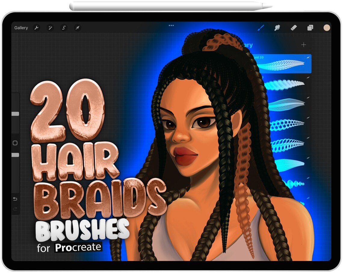 20 Procreate Hair Braids Brushes Realistic Hair Brush - Etsy