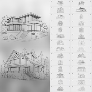 120 Procreate Buildings Sketches Stamp Brushes | Architecture Procreate ...
