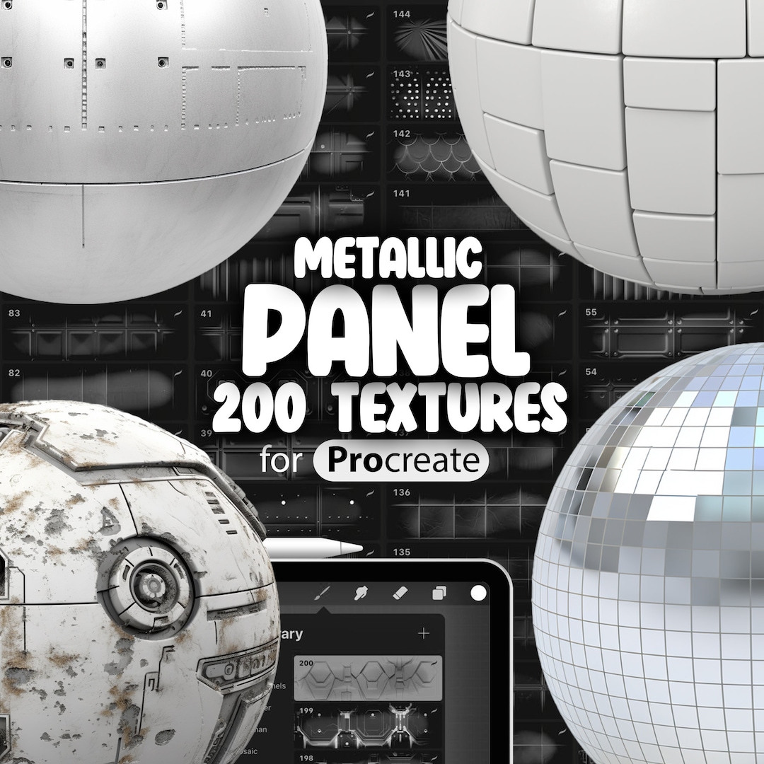 200 Procreate Metallic Panel Textures | Procreate Metallic Tiles ...