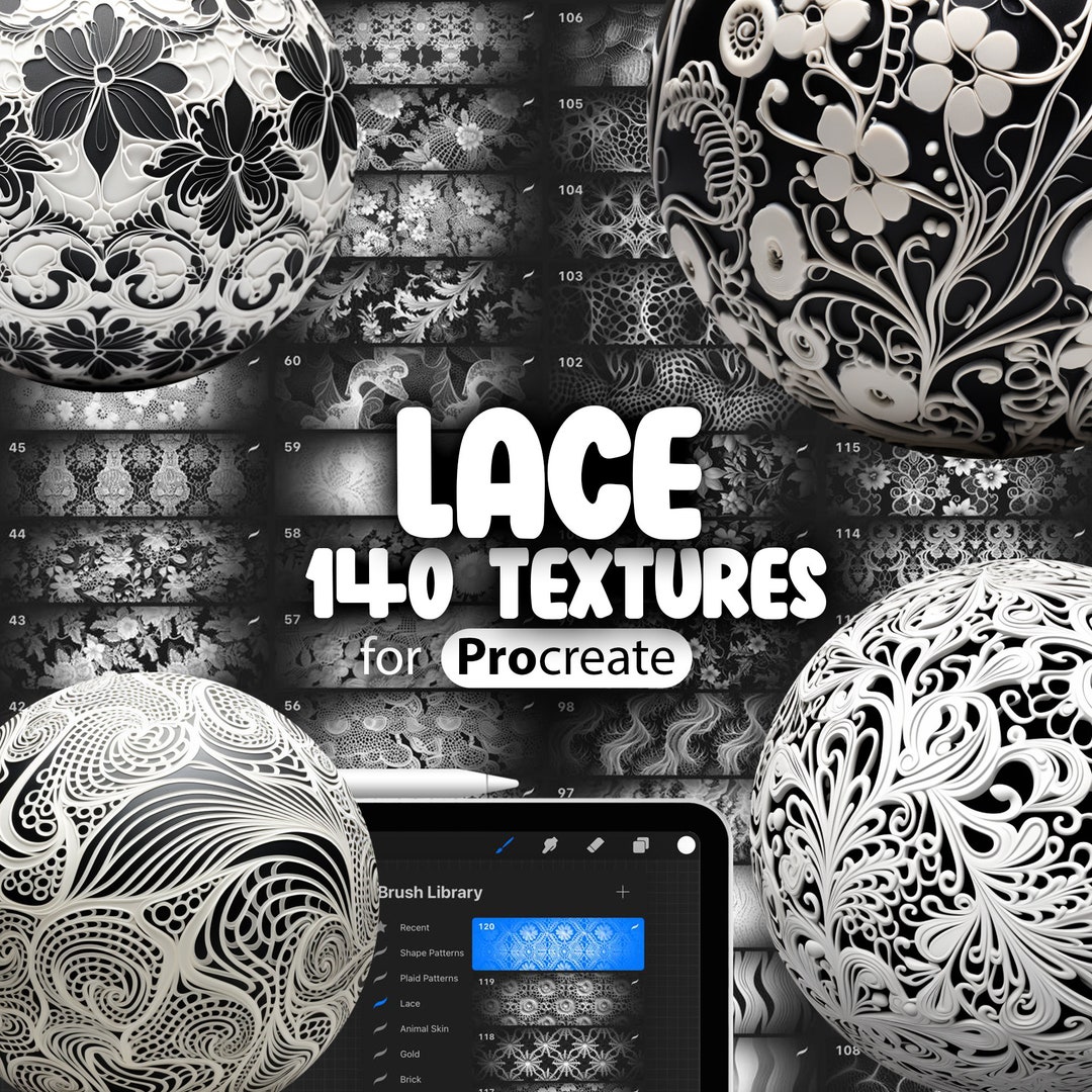 140 Procreate Lace Textures Procreate Lace Seamless Brushes - Etsy