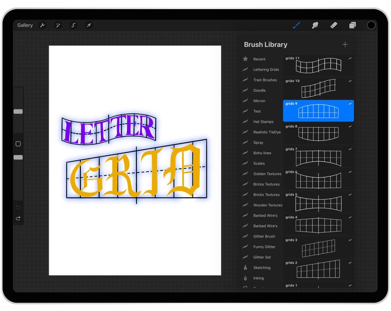 30 Procreate Letter Grids Stamp Brushes - Etsy