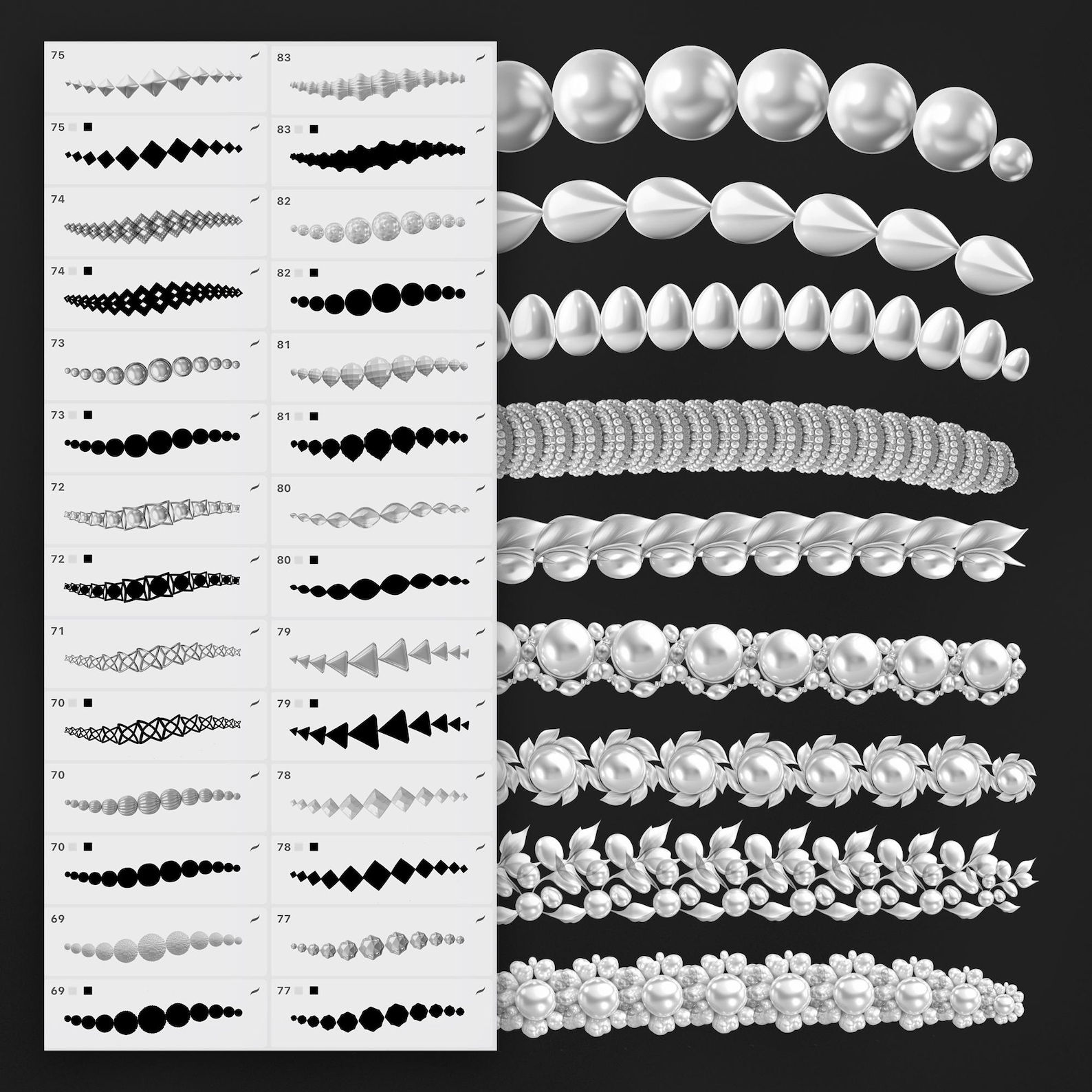 100 Procreate 2D Pearls Brushes | Pearl Necklace Brush Set | Procreate ...