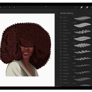 20 Procreate Curly Hair Brushes, Hair Edge Procreate Brush, Hairstyle ...