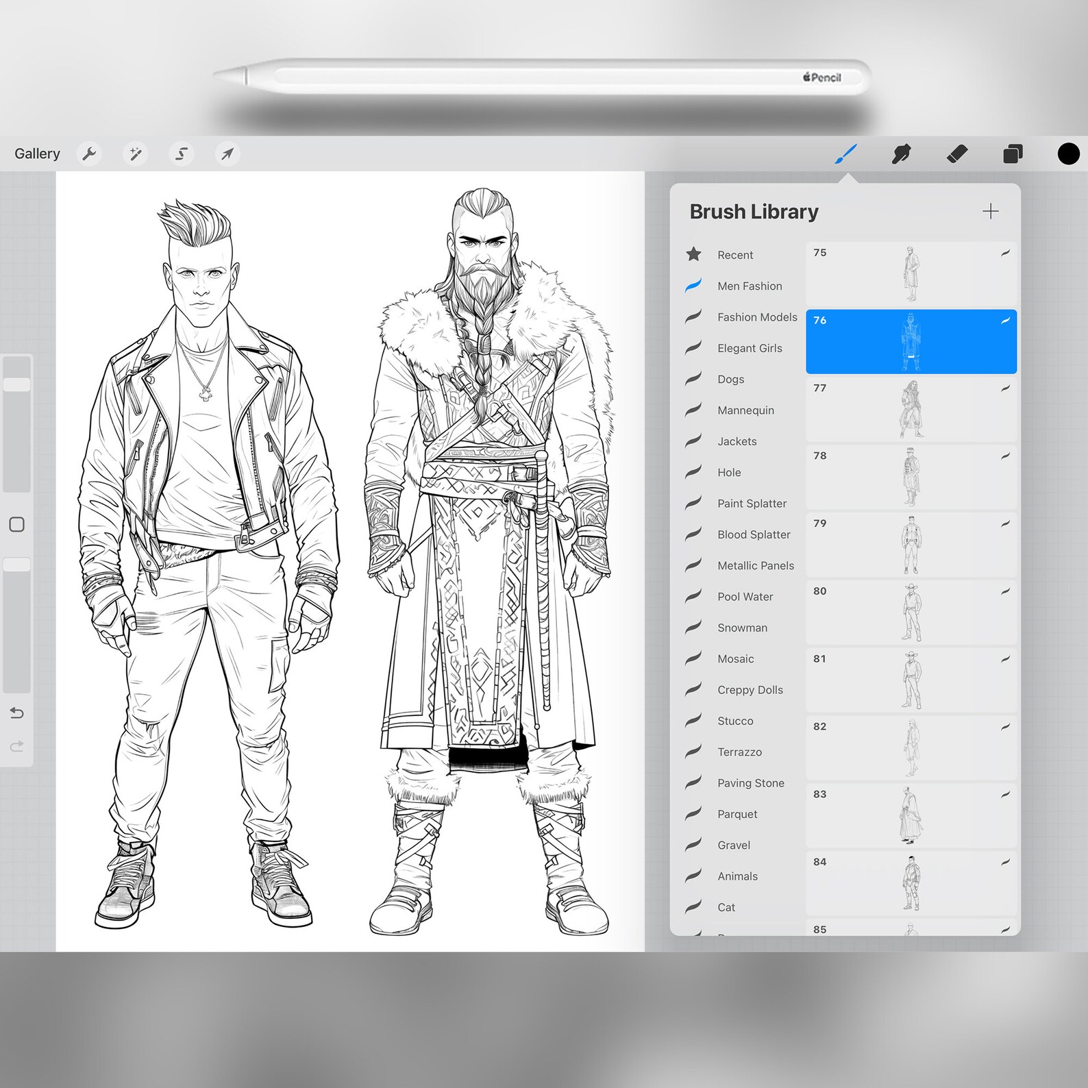 200 Procreate Men's Fashion Stamp Brushes | Men's Style Procreate ...