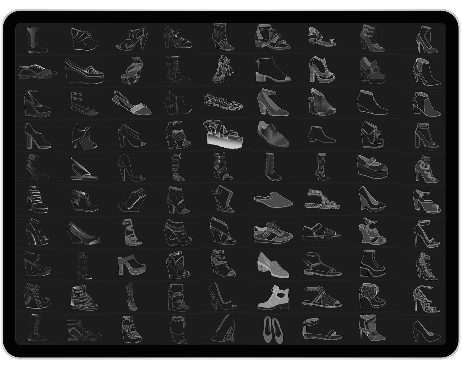 100 Procreate Women Shoes Stamp Brushes Part 2 100 - Etsy