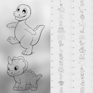 150 Procreate Cute Dinosaurs Stamps | Procreate Dino Stamp Brushes ...