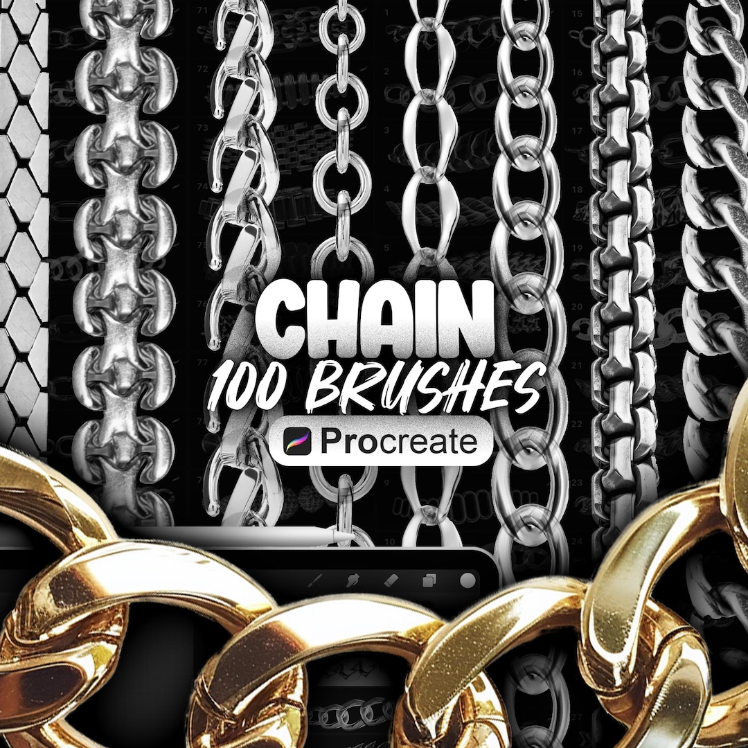 100 Procreate 3D Chain Brushes | Procreate Necklace Brush | Procreate Fashion Chain Brush ...