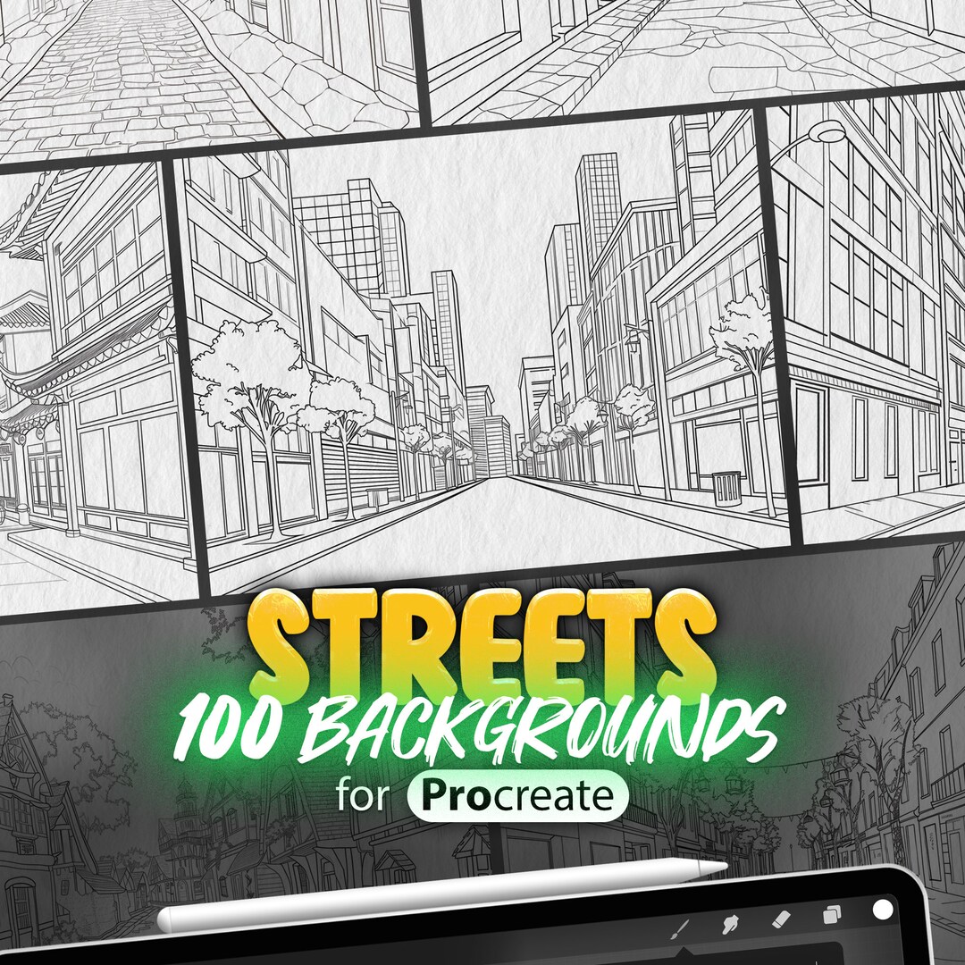 100 Procreate Streets Stamps | Procreate Streets Backgrounds ...
