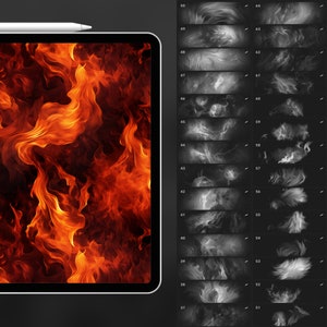 120 Procreate Fire Textures | Realistic Flames Procreate Seamless ...