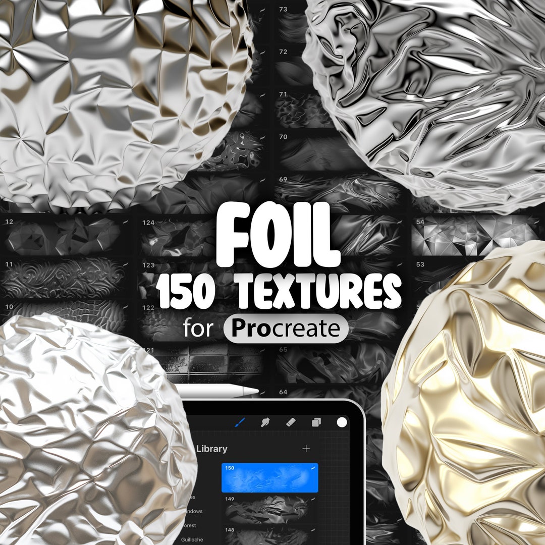 150 Procreate Foil Textures | Metal Foil Procreate Seamless Texture ...