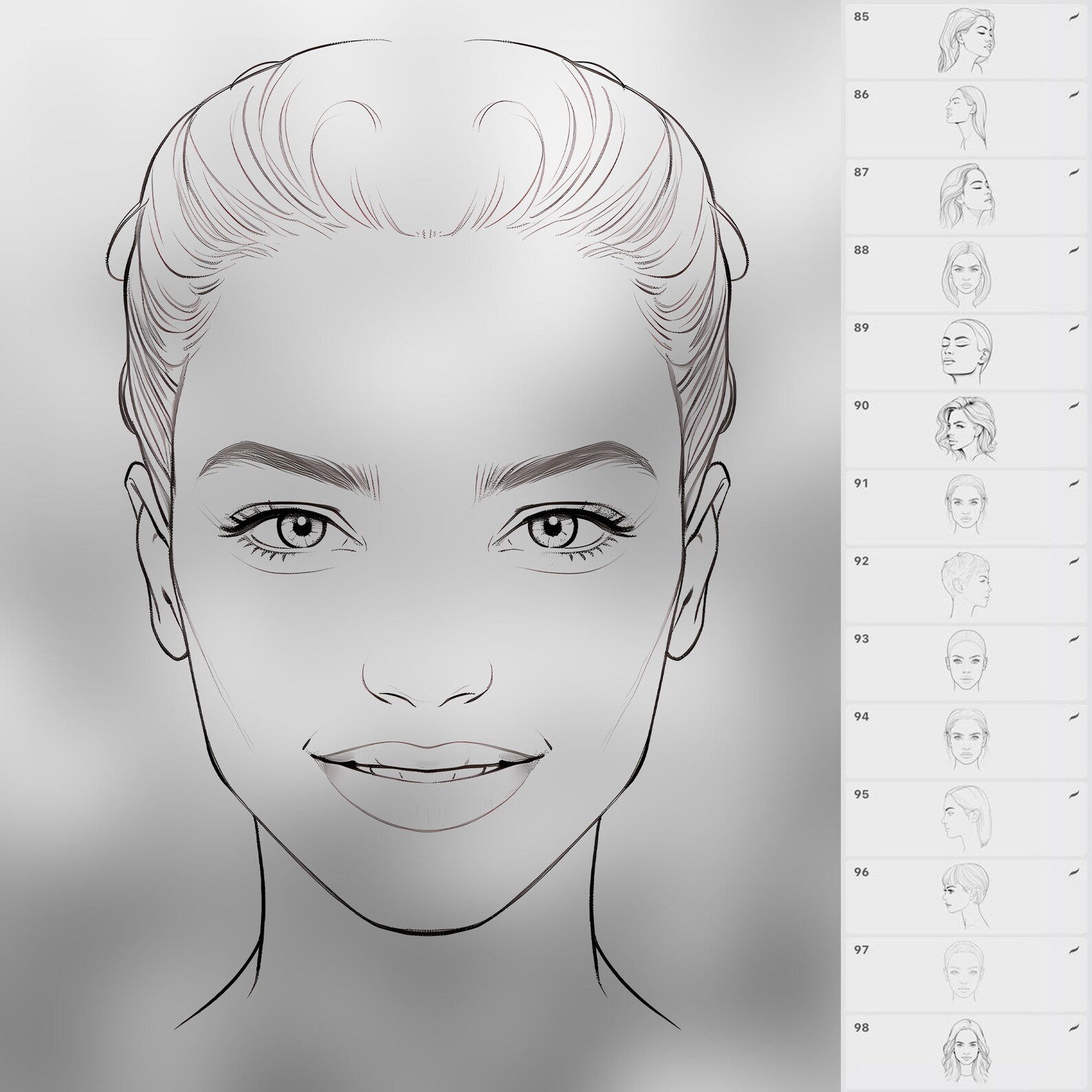 110 Procreate Female Head Stamps Part 3 Procreate Woman Head Stamp ...