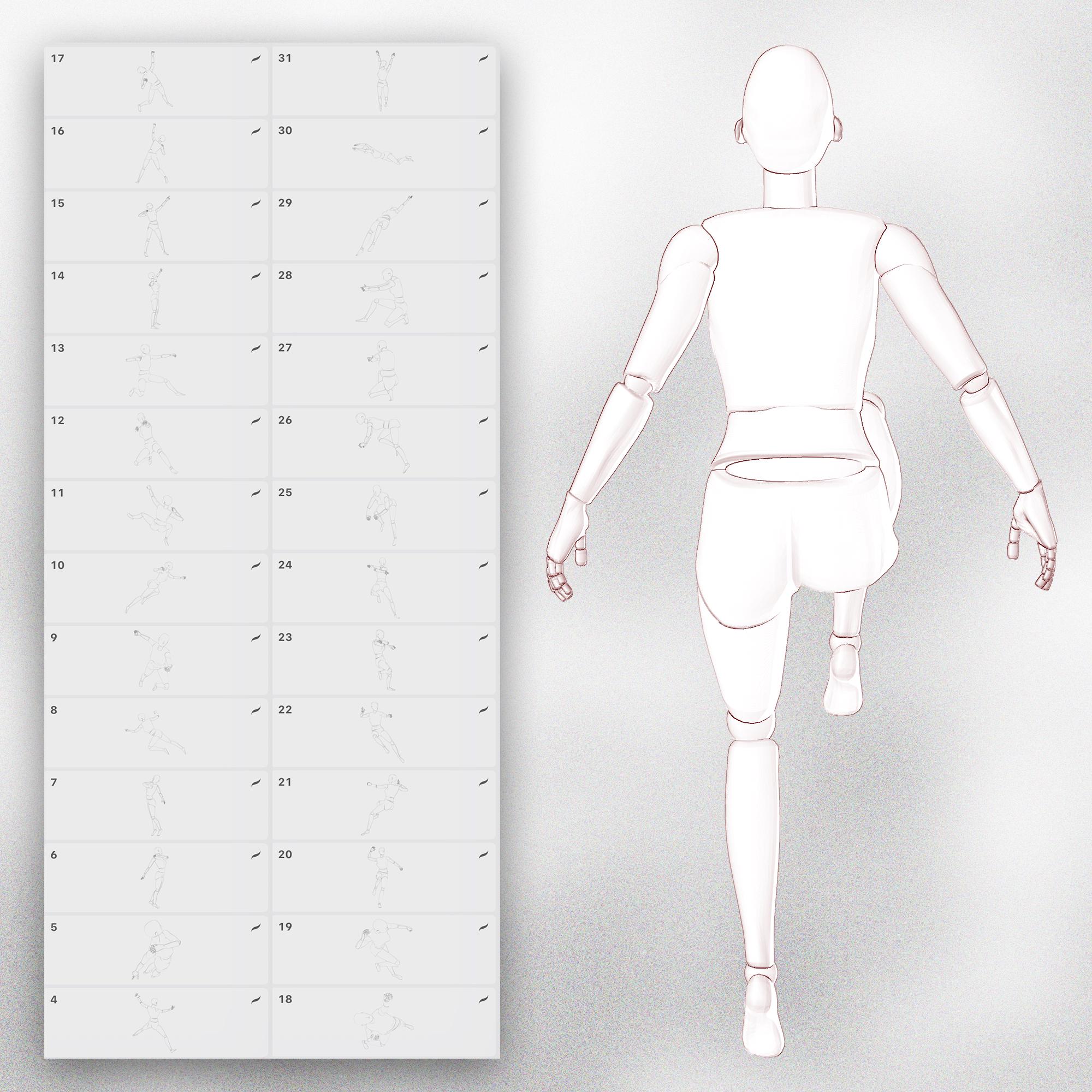 130 Procreate Female Dummy Action Poses Stamps | Procreate Women ...