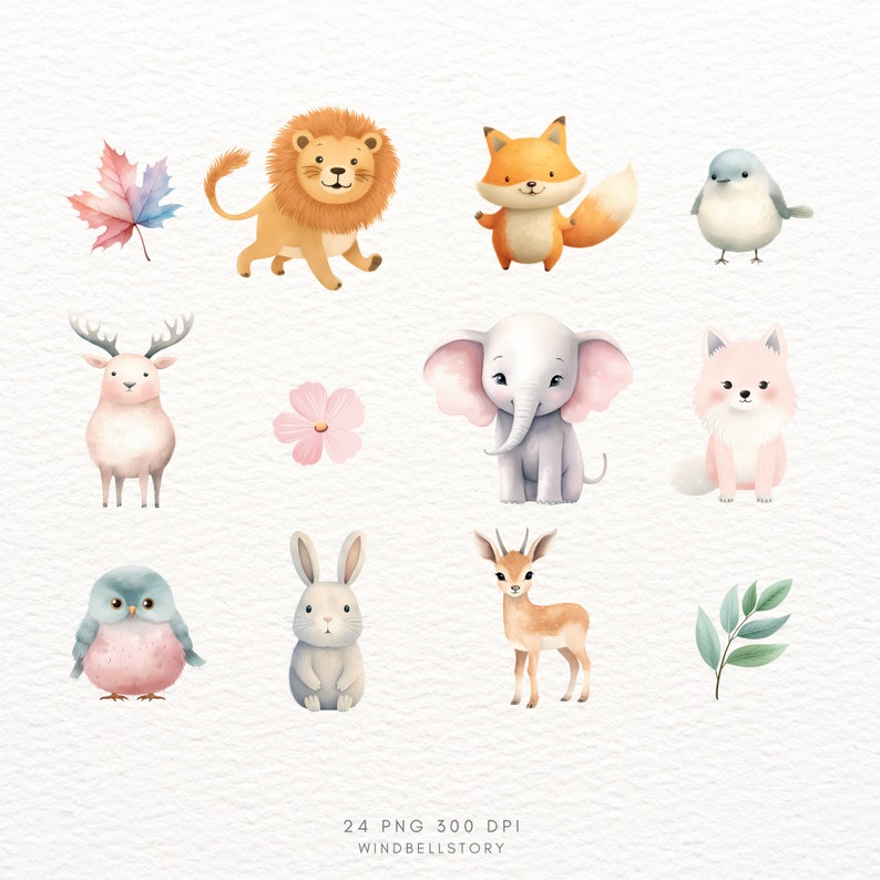 Woodland Digital Watercolor Clipart Png - Etsy