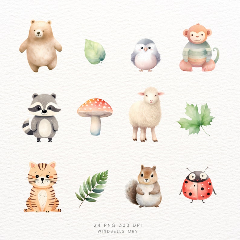 Woodland Digital Watercolor Clipart Png - Etsy