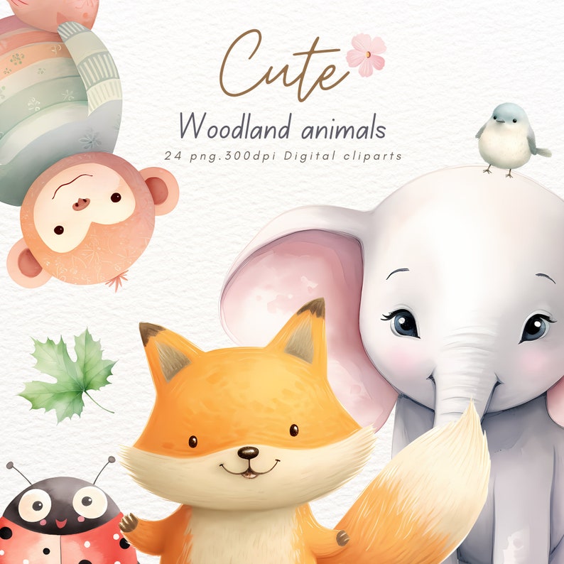 Woodland Digital Watercolor Clipart Png - Etsy