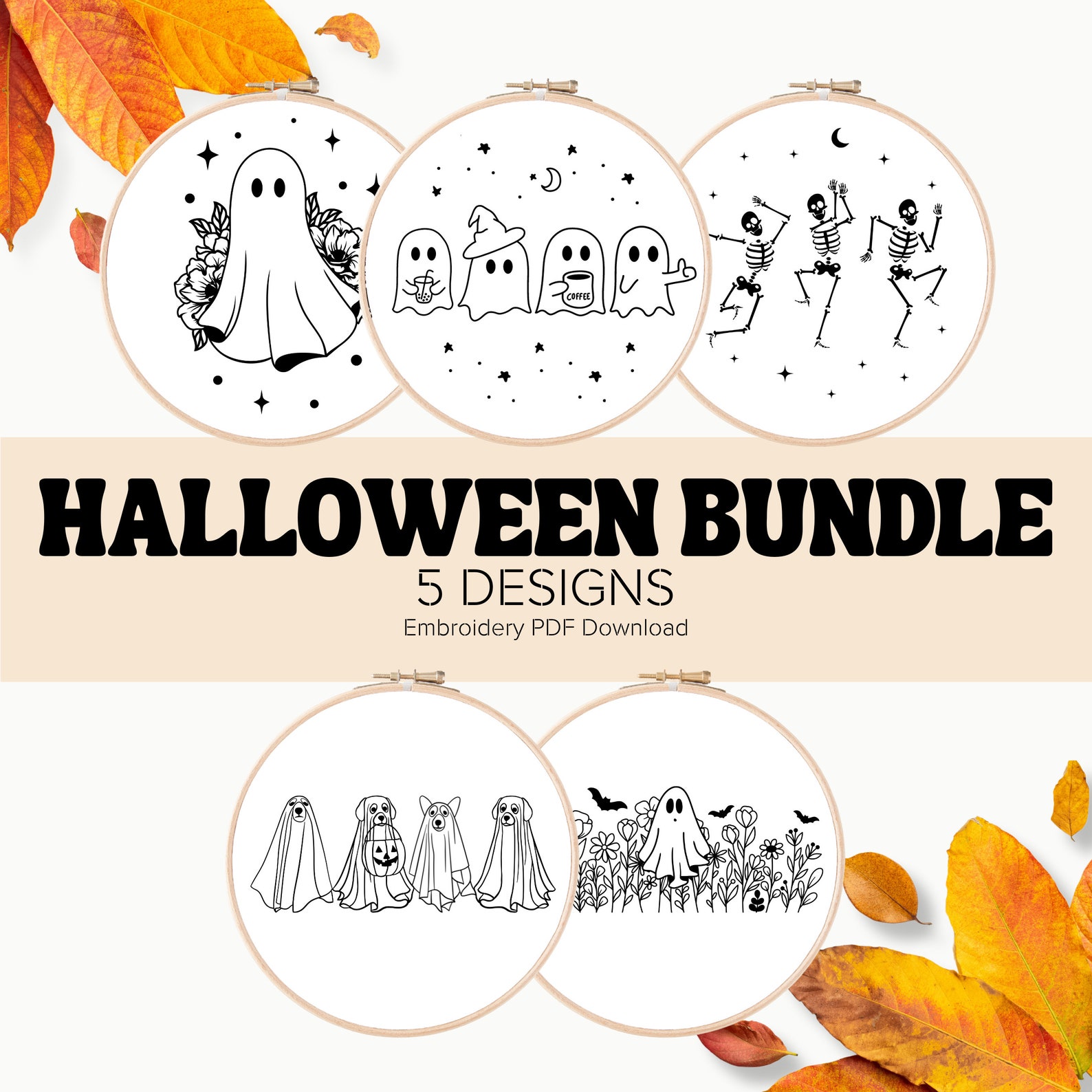 Halloween Hand Embroidery Patterns | Ghost Embroidery | Skeleton ...