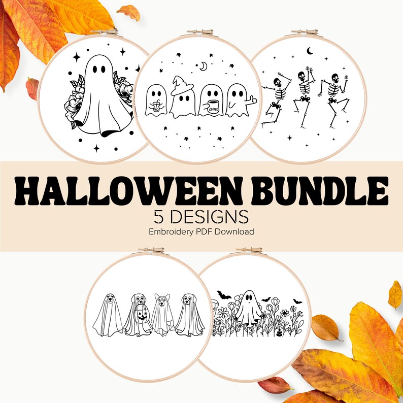 Halloween Hand Embroidery Patterns | Ghost Embroidery | Skeleton ...