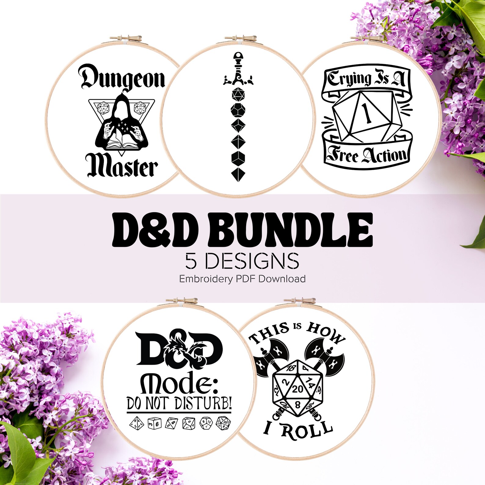 D&D Embroidery Bundle | DND Embroidery Pattern | Dungeons and Dragons ...