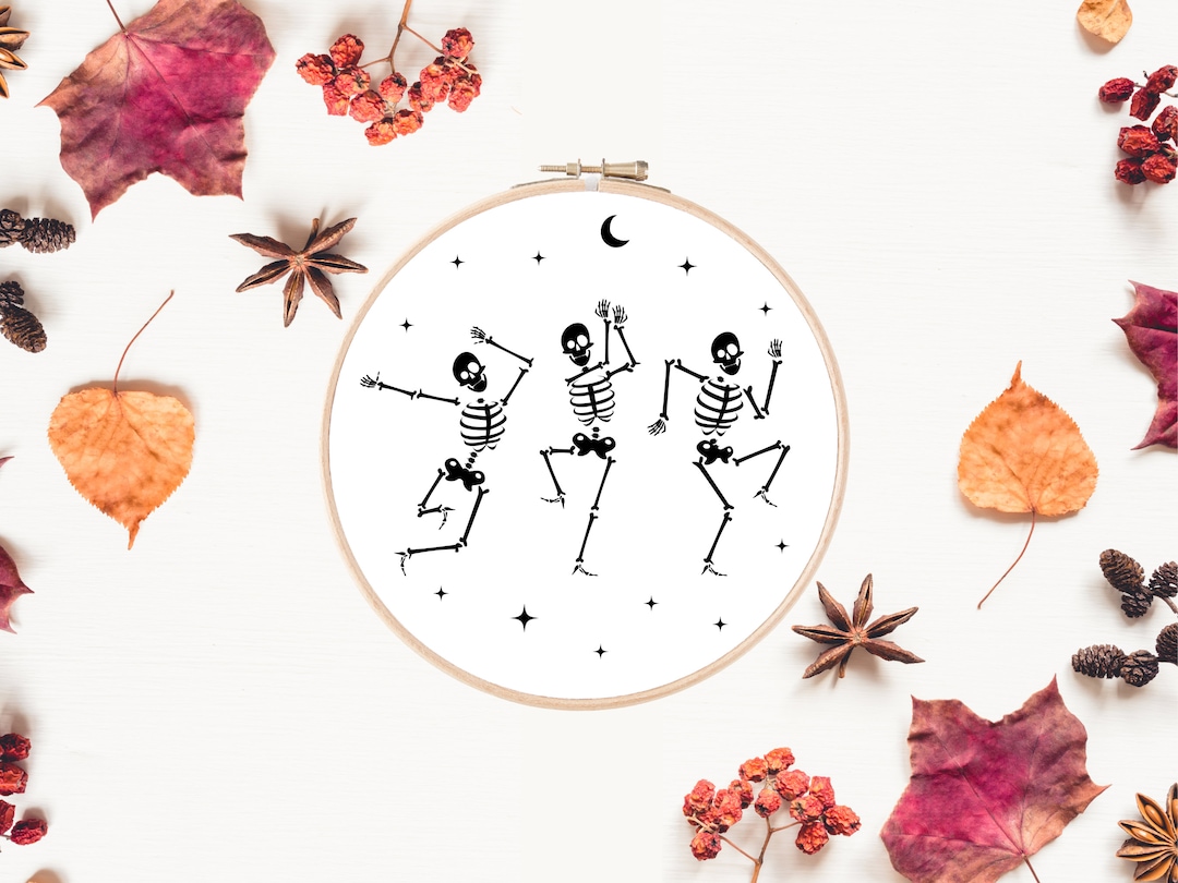 Skeleton Halloween Embroidery Pattern | Skull Embroidery File ...