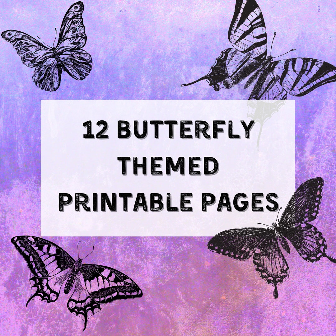 12 Butterfly Printable Pages | Scrapbooking | Ephemera | Letter Writing ...