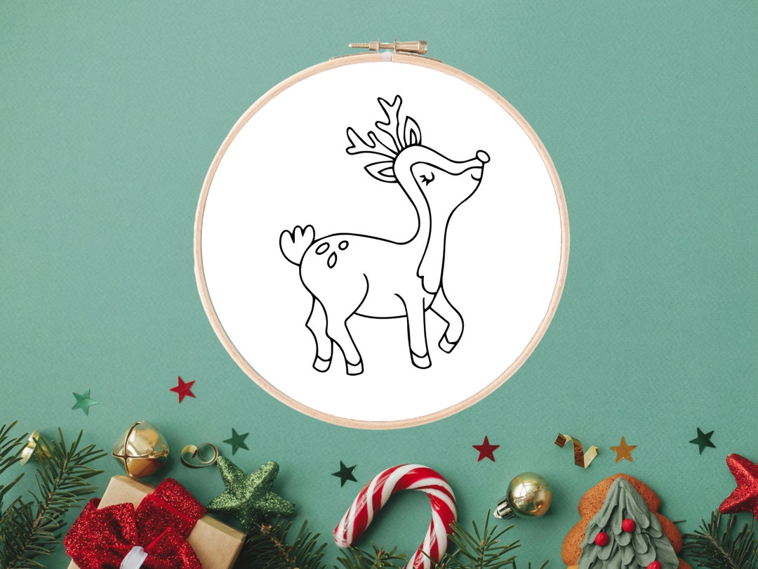 Christmas Embroidery Pattern | Reindeer Embroidery Pattern | Hand ...