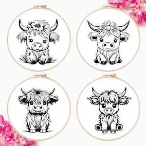 Highland Cow Embroidery Bundle | Yak Embroidery Pattern| Beginner ...