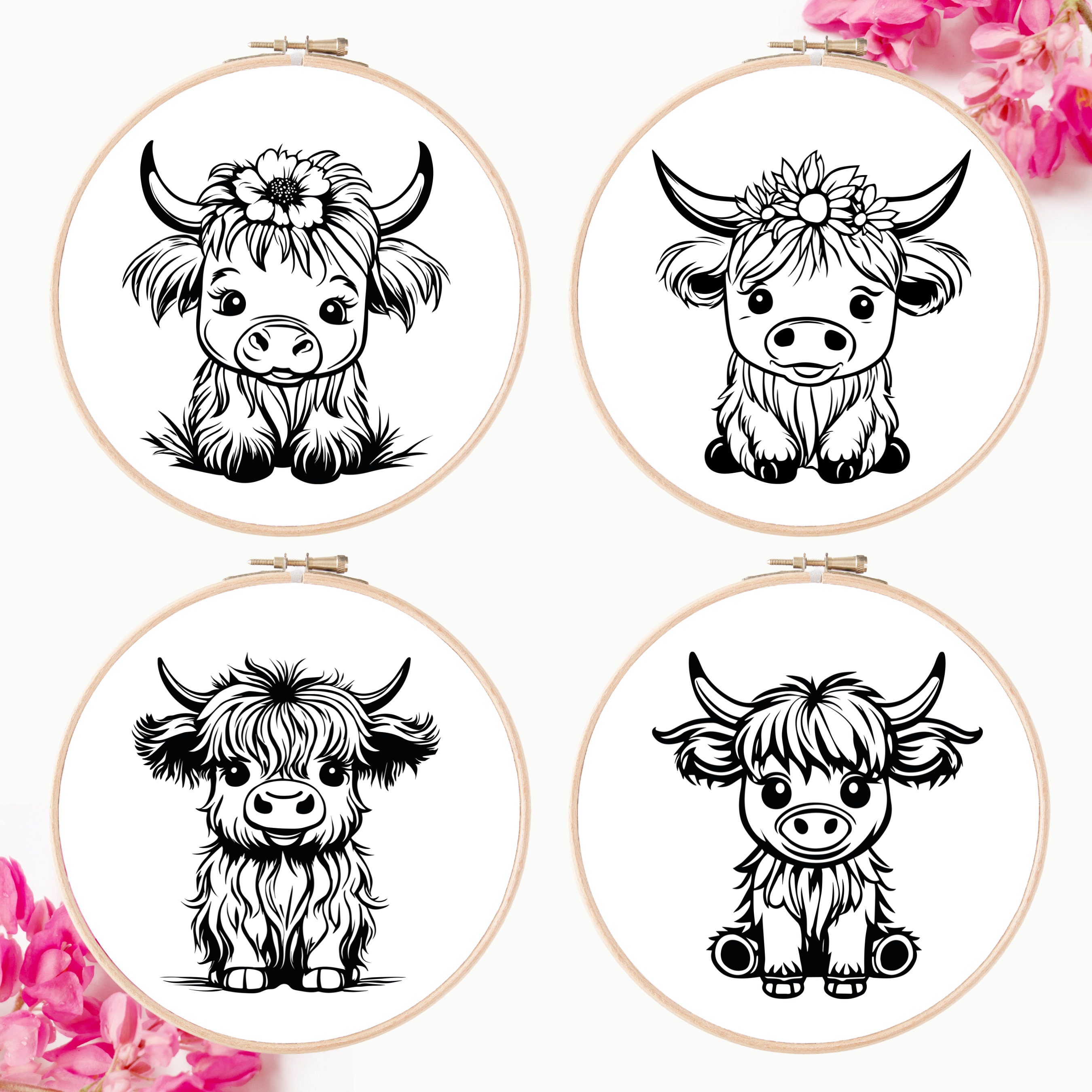 Highland Cow Embroidery Bundle | Yak Embroidery Pattern| Beginner ...