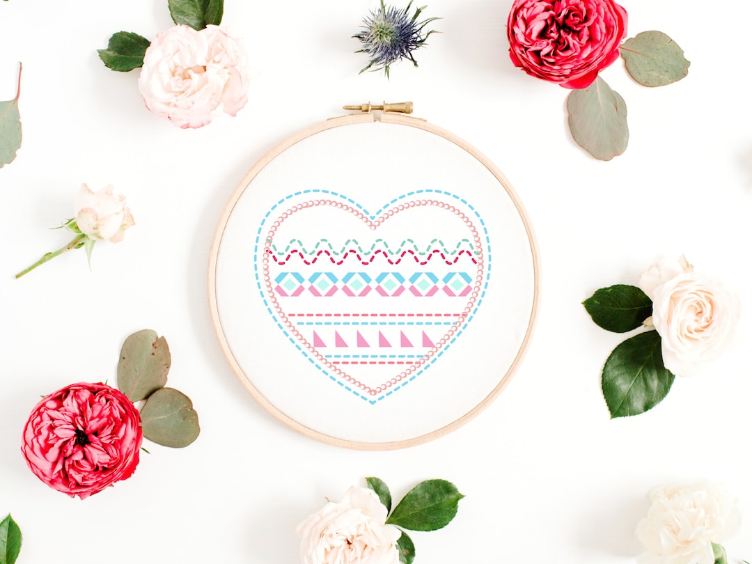 Heart Stitch Embroidery Pattern Beginner Embroidery Pattern - Etsy