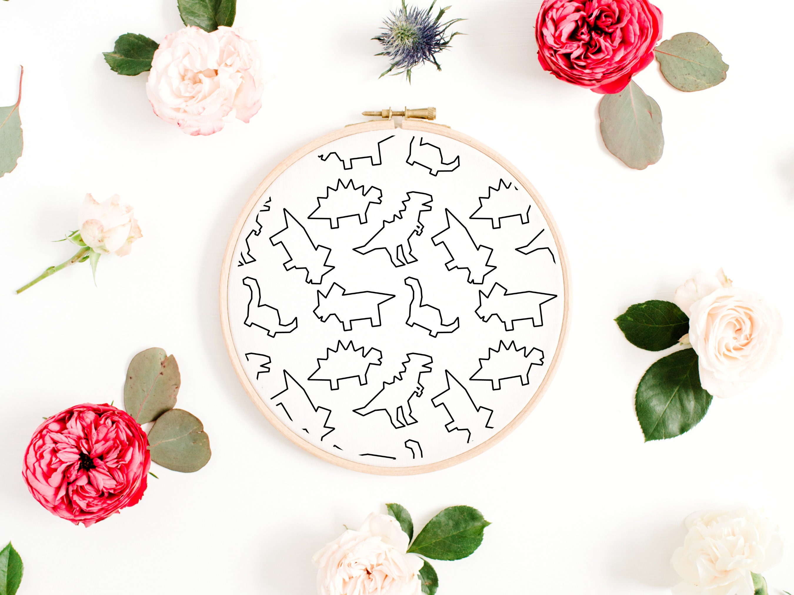 Dinosaur Embroidery Pattern Hand Embroidery Design Digital - Etsy