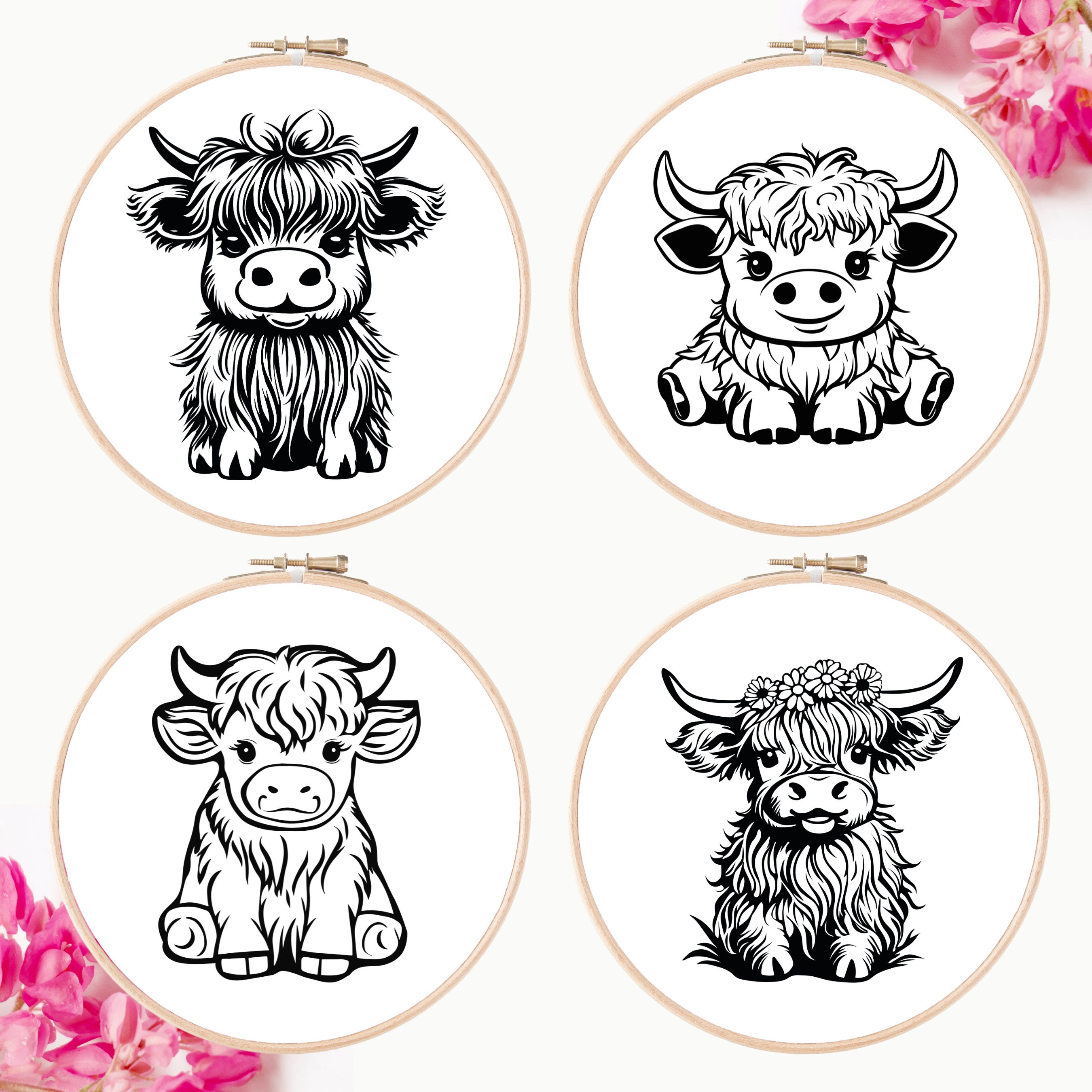 Highland Cow Embroidery Bundle | Yak Embroidery Pattern| Beginner ...