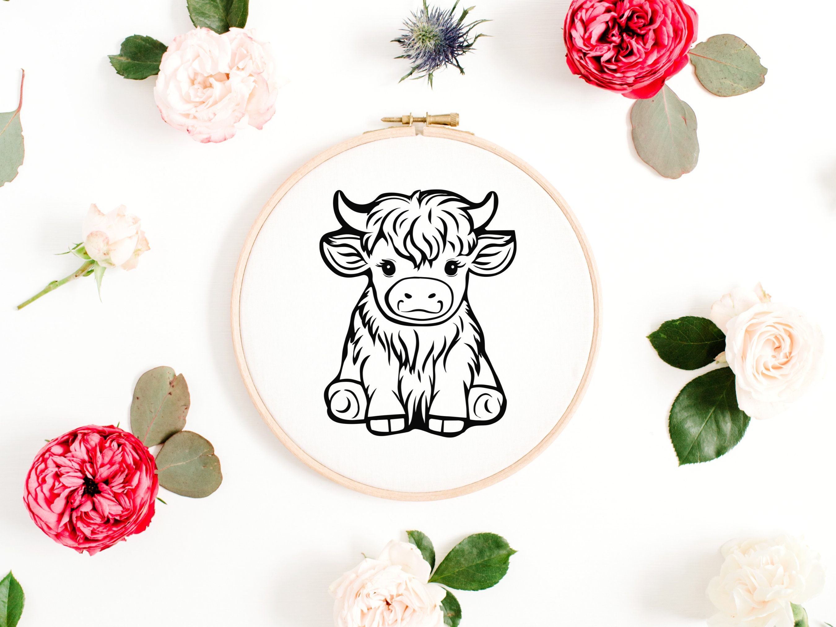 Highland Cow Embroidery Pattern Animal Embroidery Beginner Embroidery ...