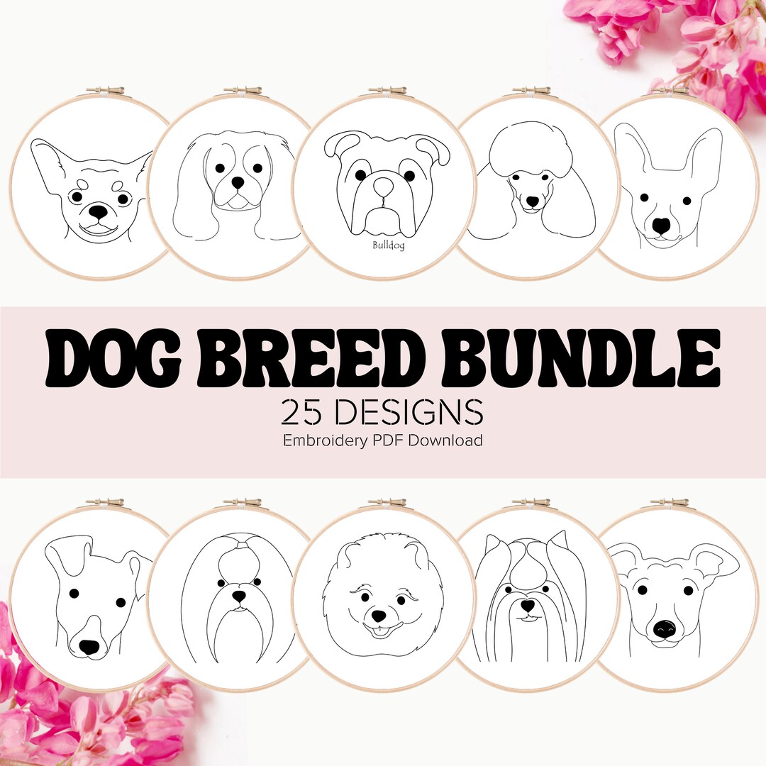 Dog Breeds Embroidery Bundle | Dog Embroidery Patterns | Beginner ...