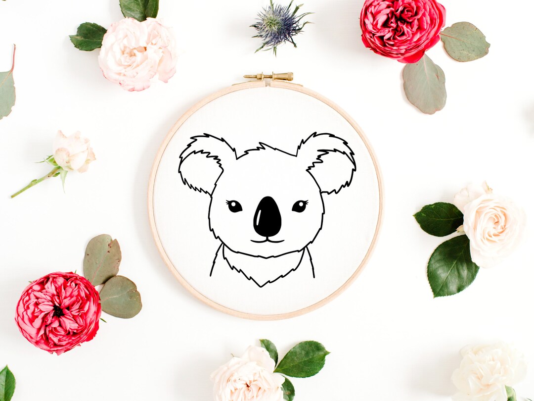 Koala Embroidery Pattern | Cute Animal Embroidery Design | Hand ...