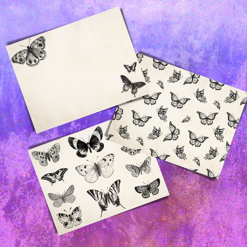 12 Butterfly Printable Pages | Scrapbooking | Ephemera | Letter Writing ...