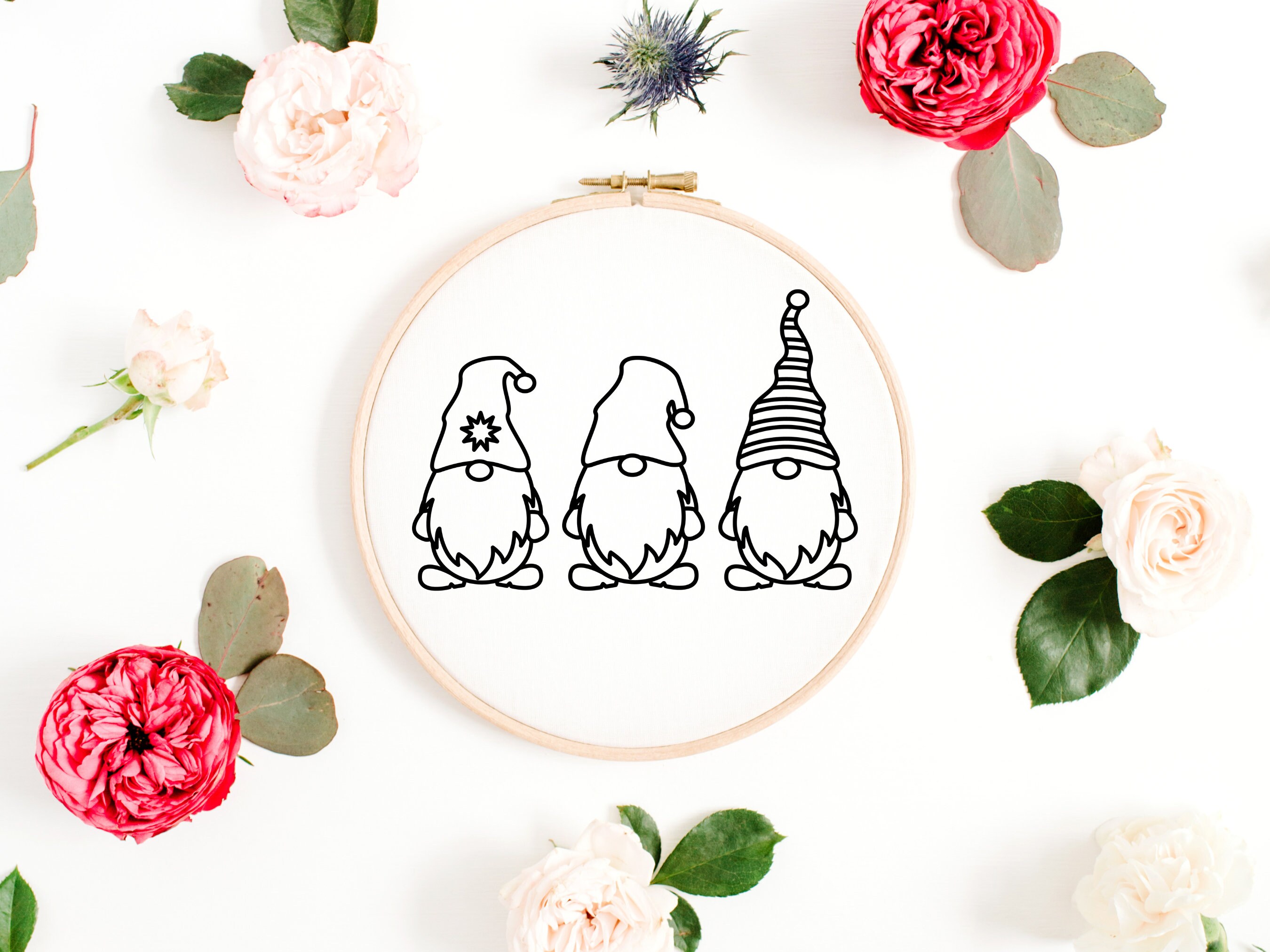 Gnomes Embroidery Pattern Christmas Embroidery Design Hand - Etsy
