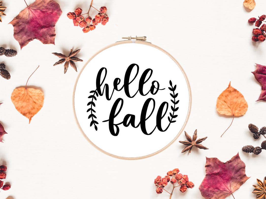 Hello Fall Embroidery Pattern | Autumn Embroidery Pattern | Fall Autumn ...