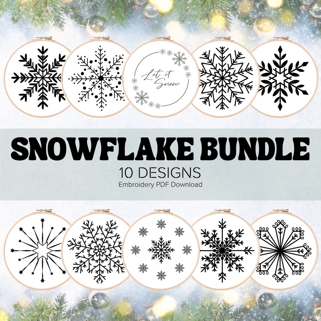 Snowflakes Embroidery Bundle | Christmas Embroidery | Hand Embroidery Pattern | Printable ...