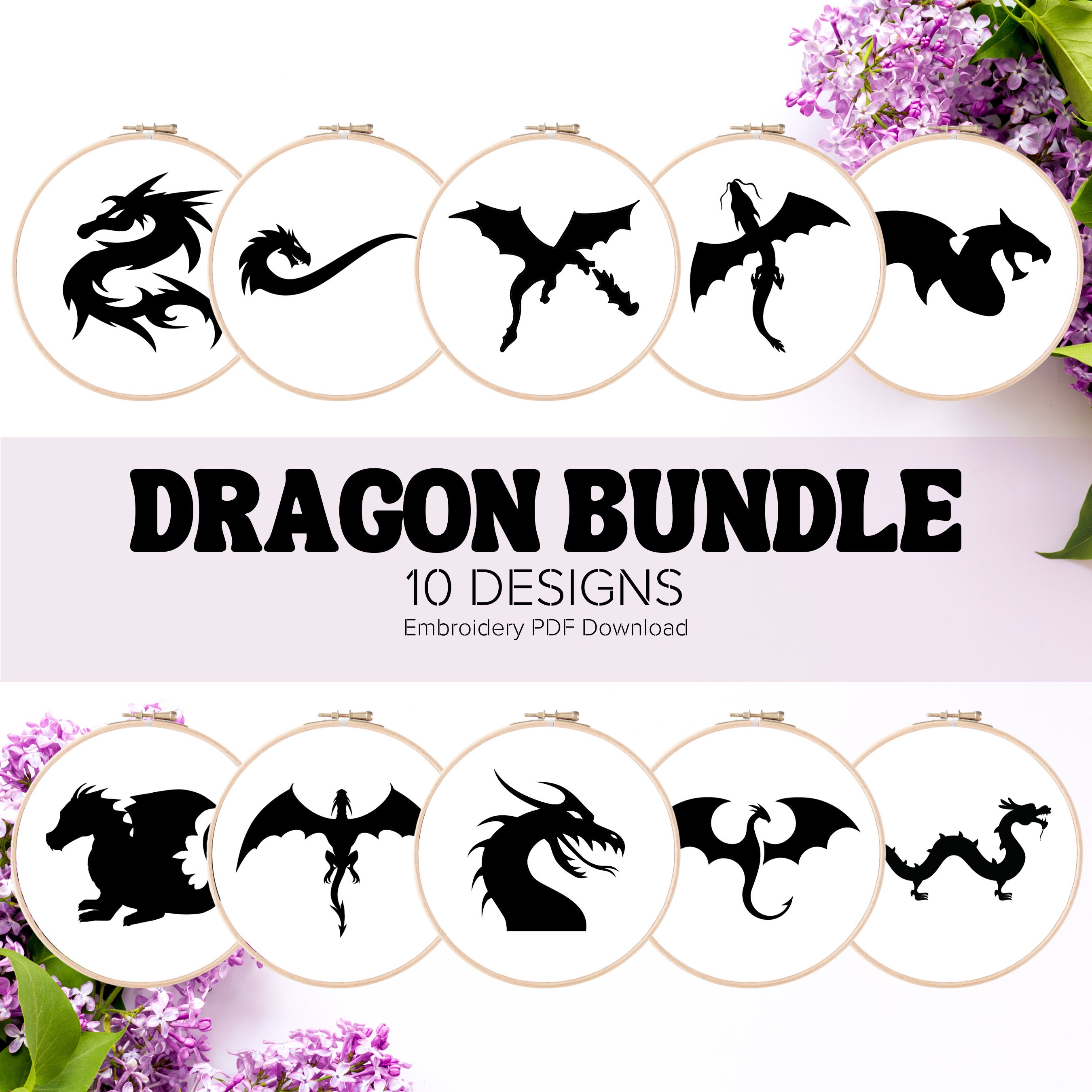 Dragon Embroidery Bundle Fantasy Embroidery Pattern Beginner Embroidery ...
