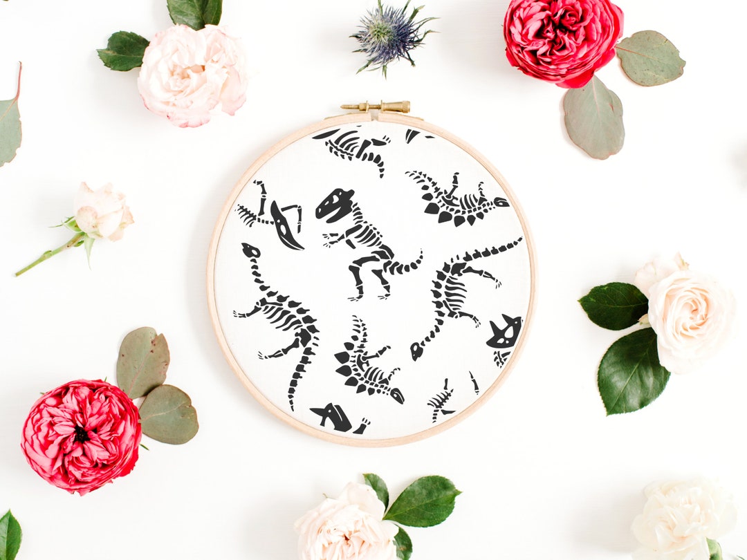 Dinosaur Bones Embroidery Pattern | Hand Embroidery Design | Digital ...