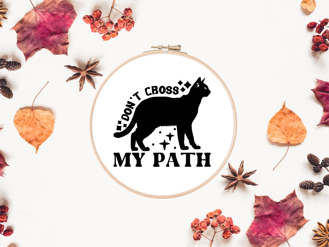 Black Cat Embroidery Pattern | Halloween Hand Embroidery Pattern ...