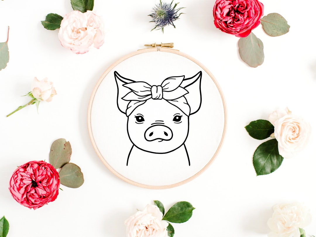 Pig Embroidery Pattern Cute Embroidery Design Hand Embroidery Digital ...