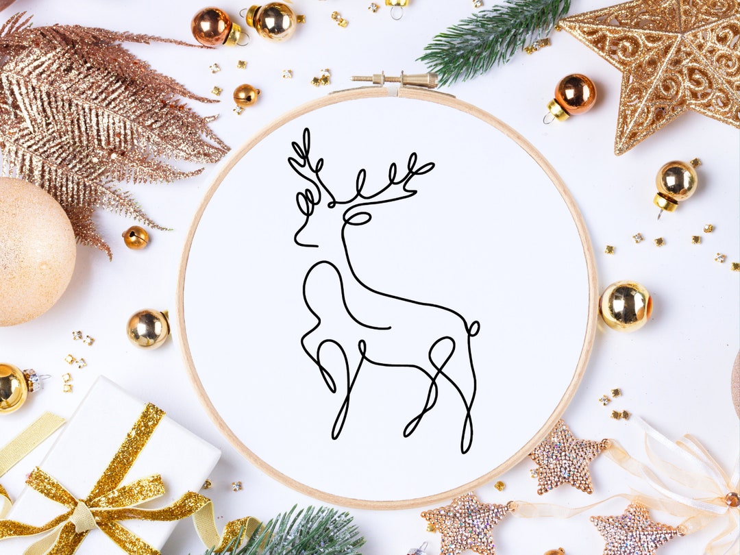 Reindeer Embroidery Pattern | Christmas Embroidery Design | Festive ...