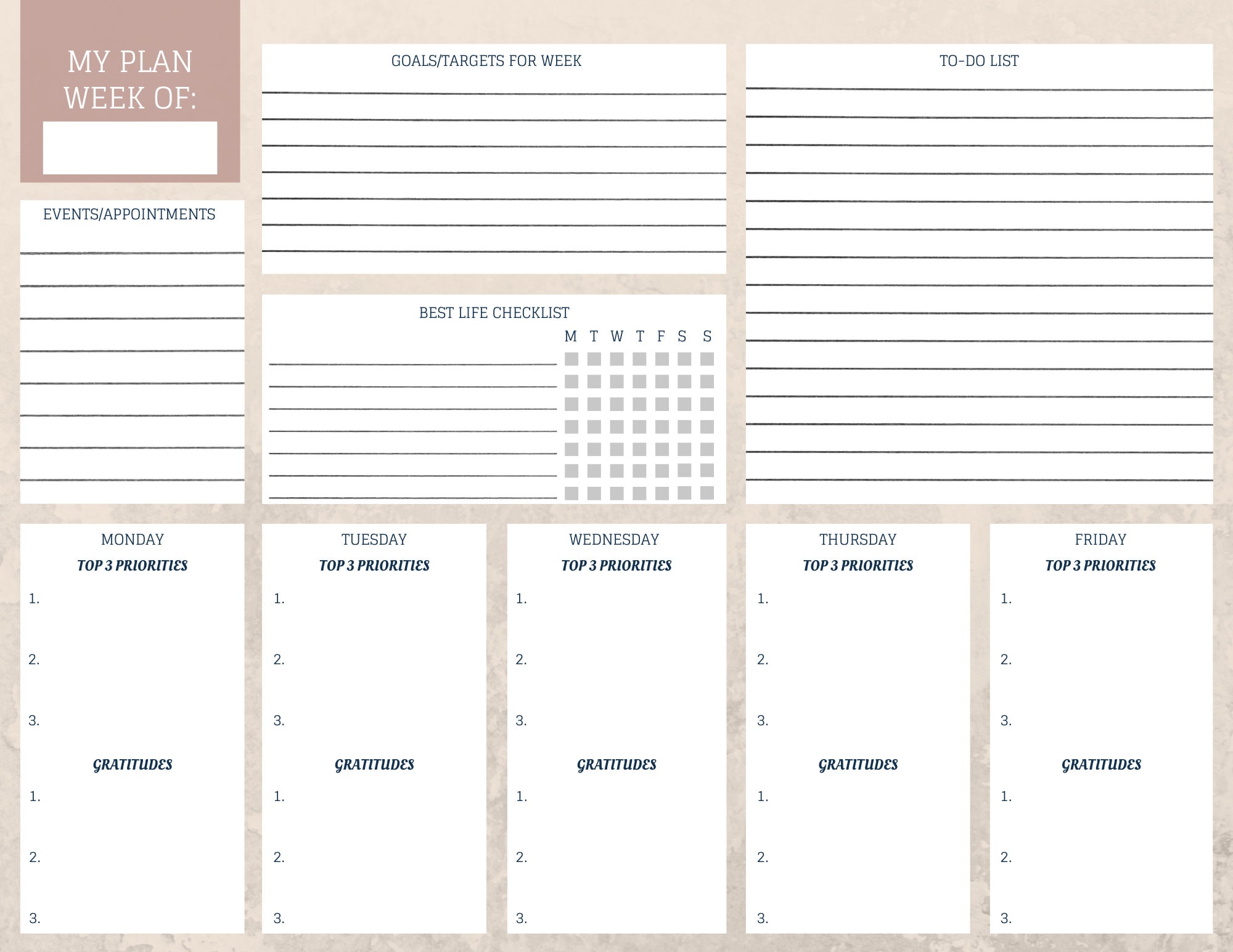 Printable Weekly Productivity Planner | Etsy