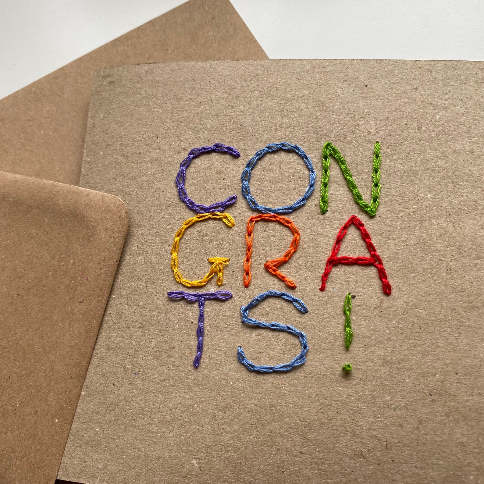 Rainbow Congratulations Card, Multicoloured Handmade Congrats Card ...