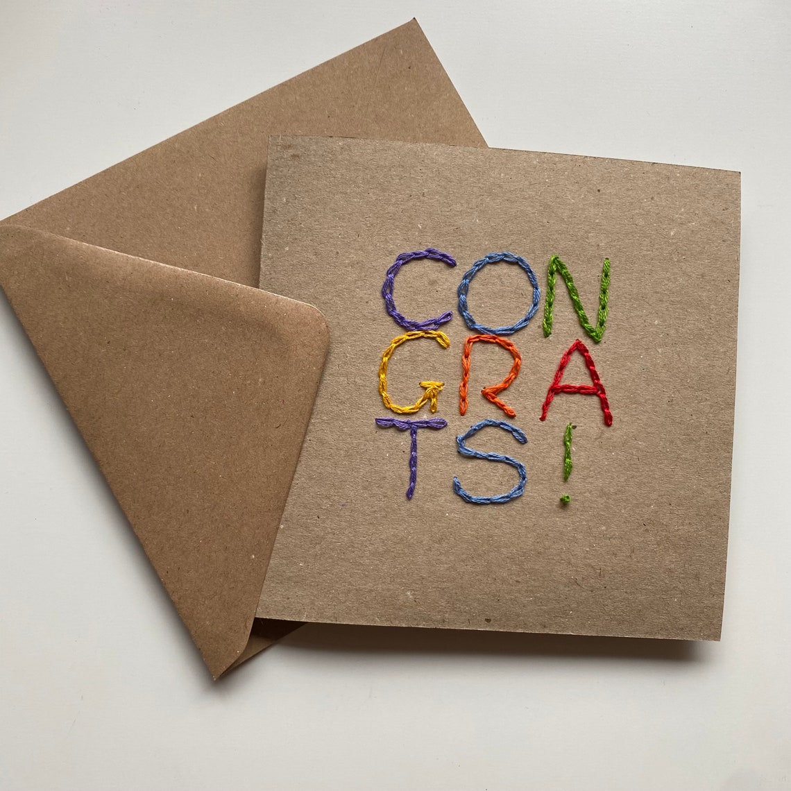 Rainbow Congratulations Card, Multicoloured Handmade Congrats Card ...