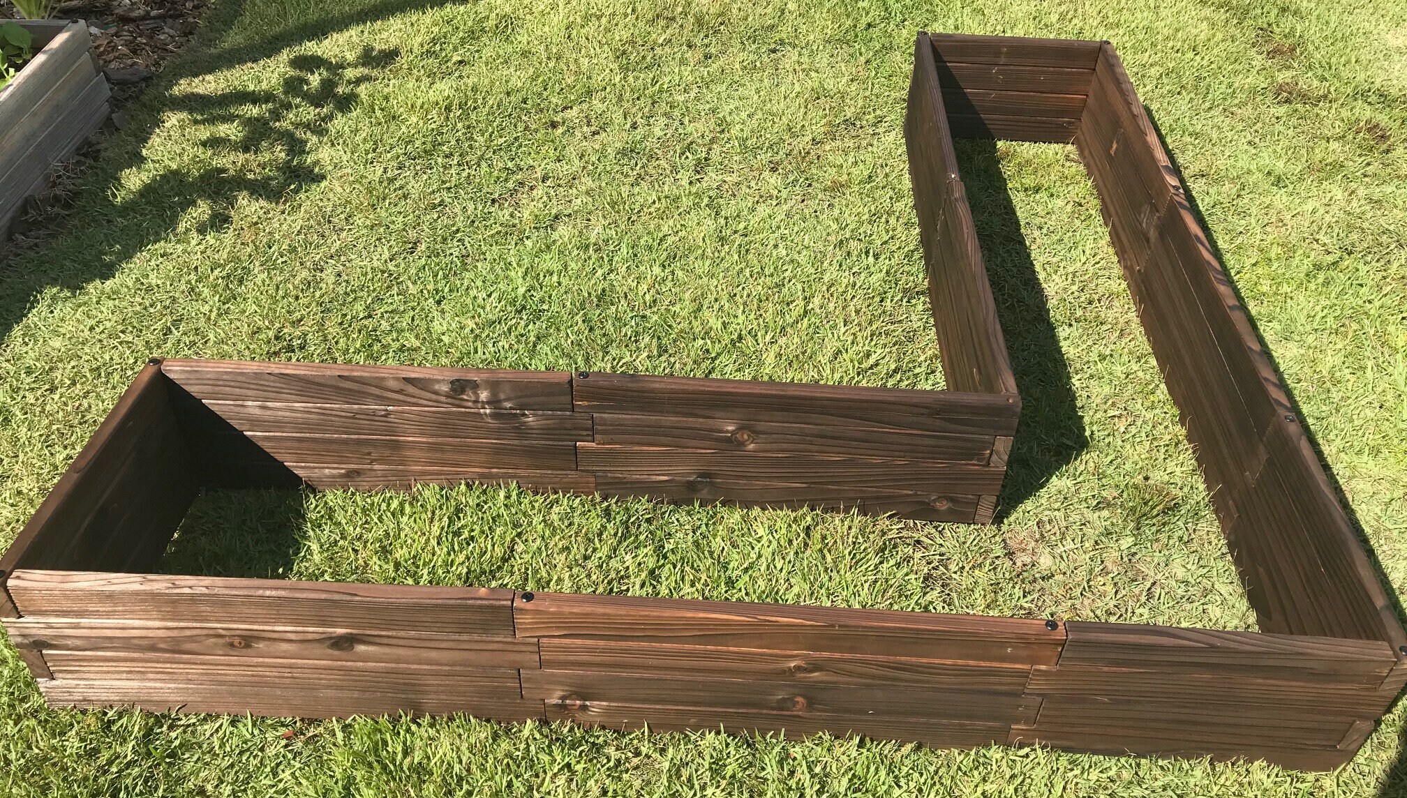 Outdoor Wooden L-shaped Corner Planter Box 64x16inches Garden Planter ...