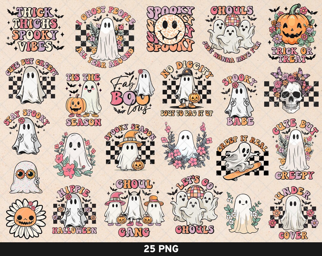 Retro Halloween Bundle Retro Halloween Png Groovy Halloween - Etsy