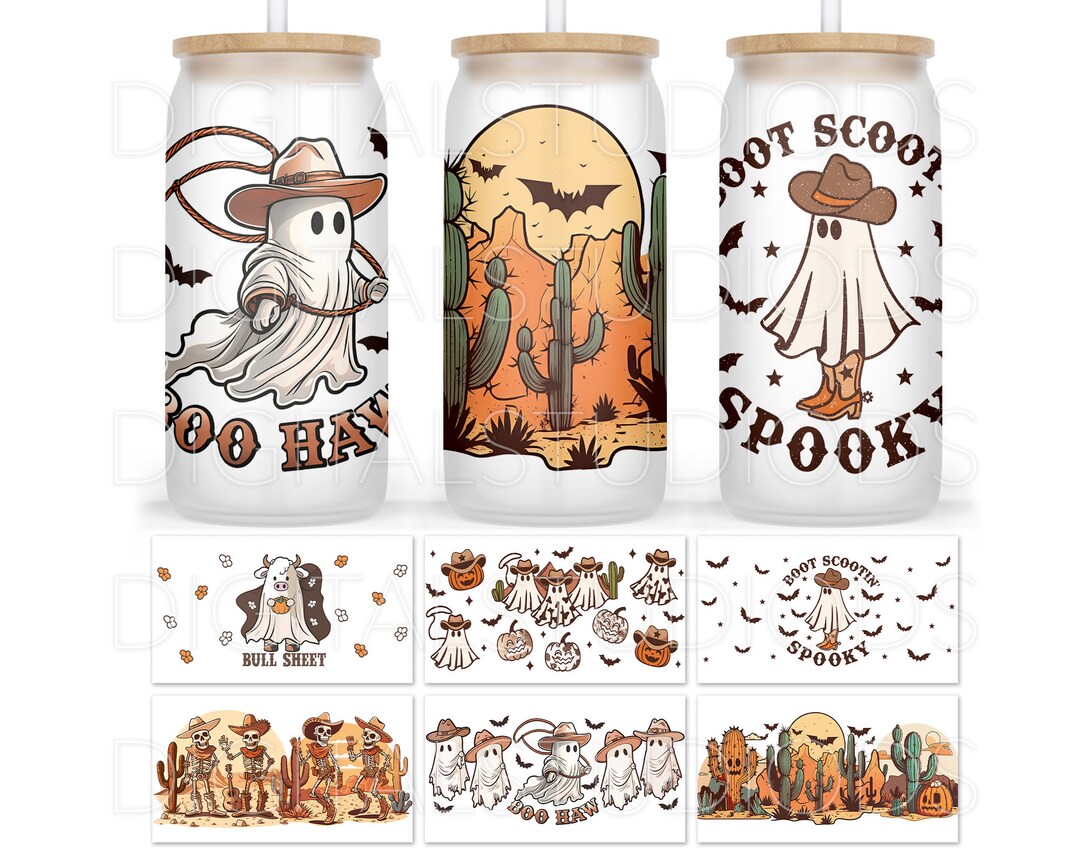 Libbey Can Wrap Png, Western Halloween Can Glass Bundle, Ghost ...